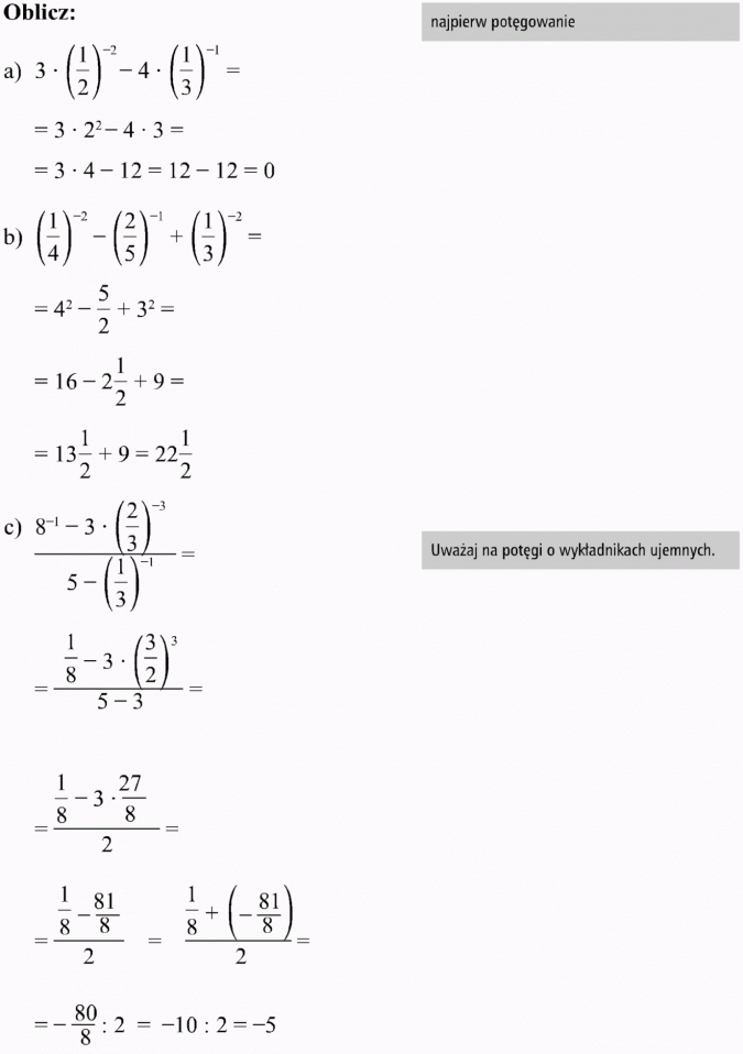 Potęga o wykładniku całkowitym ujemnym - Matematyka - Opracowania.pl
